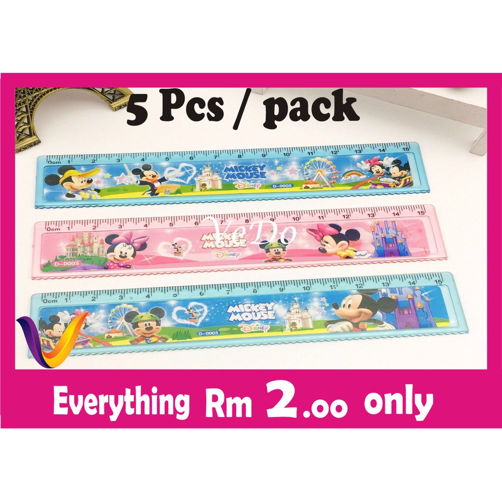 Fancy Disney Cartoon Ruler 15cm / Pembaris ( 5 pcs / pack ) | Shopee ...