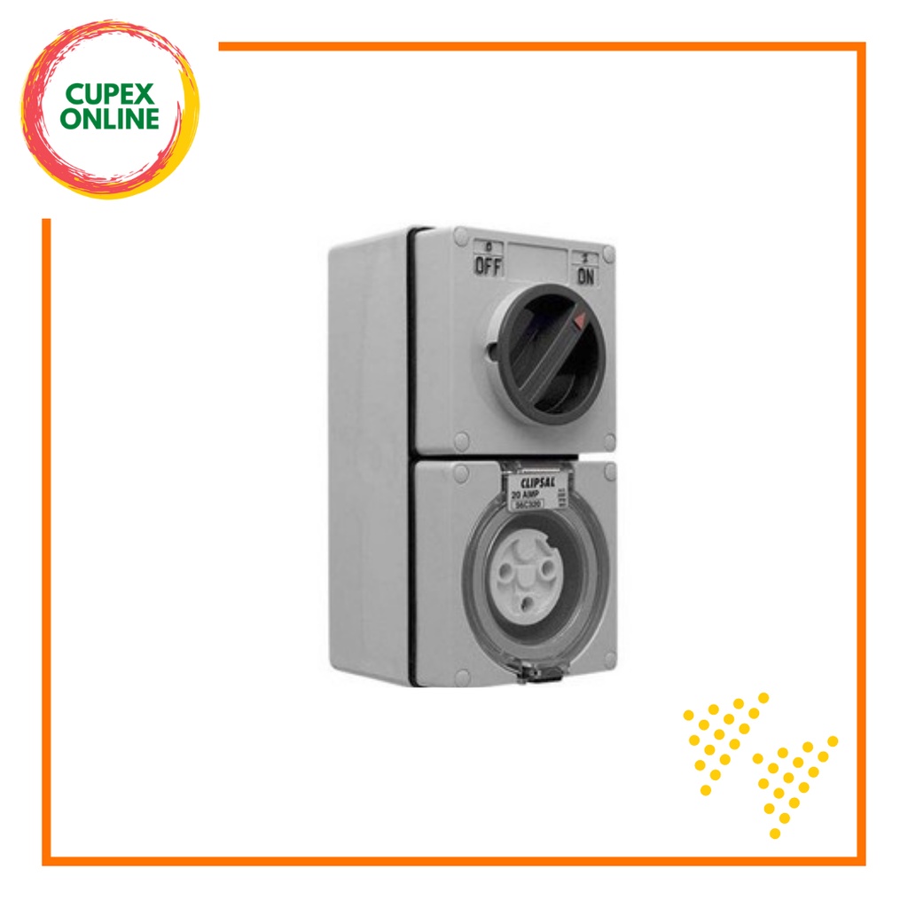 [S56C320GY] Schneider Electric S56 20A Switched Socket 250V 3P IP66 ...