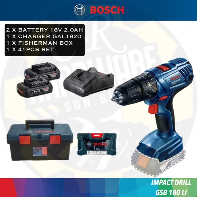 BOSCH GSB 180 LI CORDLESS IMPACT DRILL (0 601 9F8 3L0) GSB180LI ...