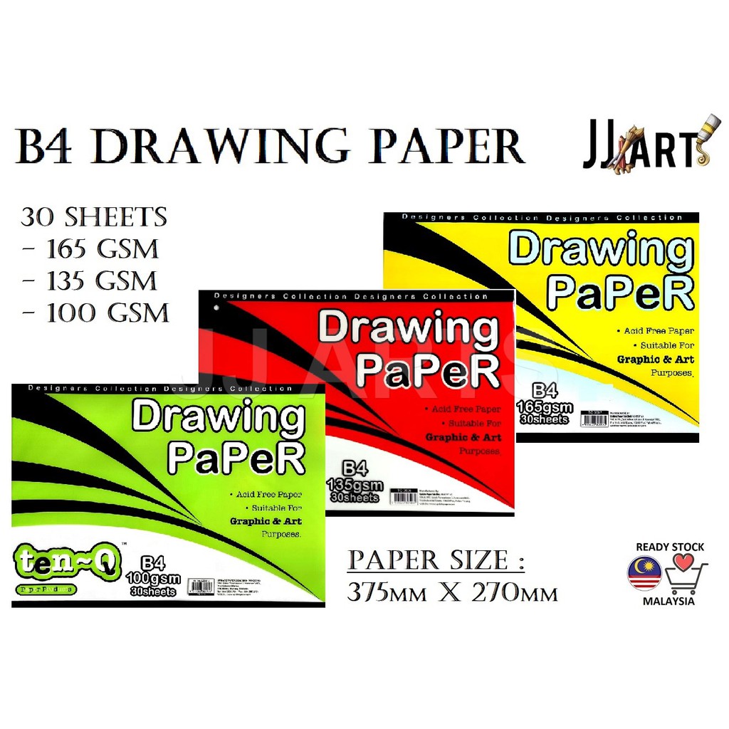 B4 Drawing Paper 100/135 /165 gsm (30sheets) - (375mm x 270mm) - Ten~Q ...