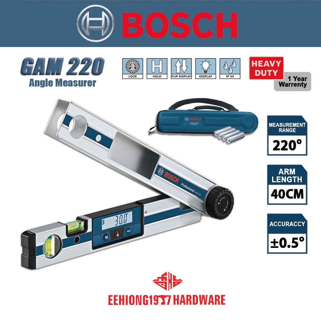 BOSCH GAM 220 PROFESSIONAL ANGLE MEASURER GAM220 Digital Inclinometer 0 ...