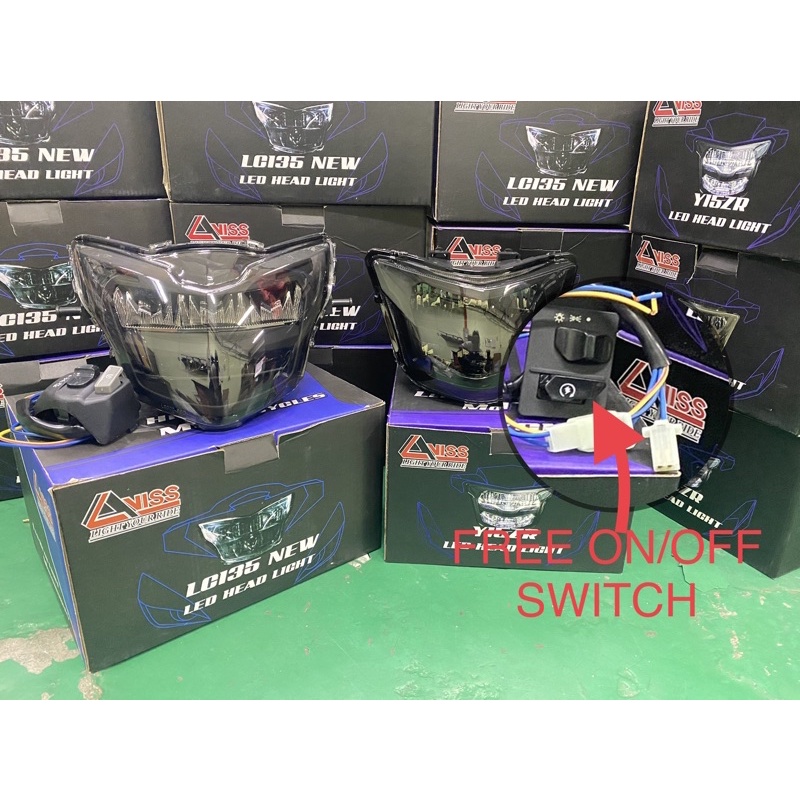 HEAD LAMP LED VISS ZHIPAT DESIGN LC135 V2 V3 V4 V5 V6 Y15ZR V1 WITH FREE ON/OFF SWITCH BUTTON ...