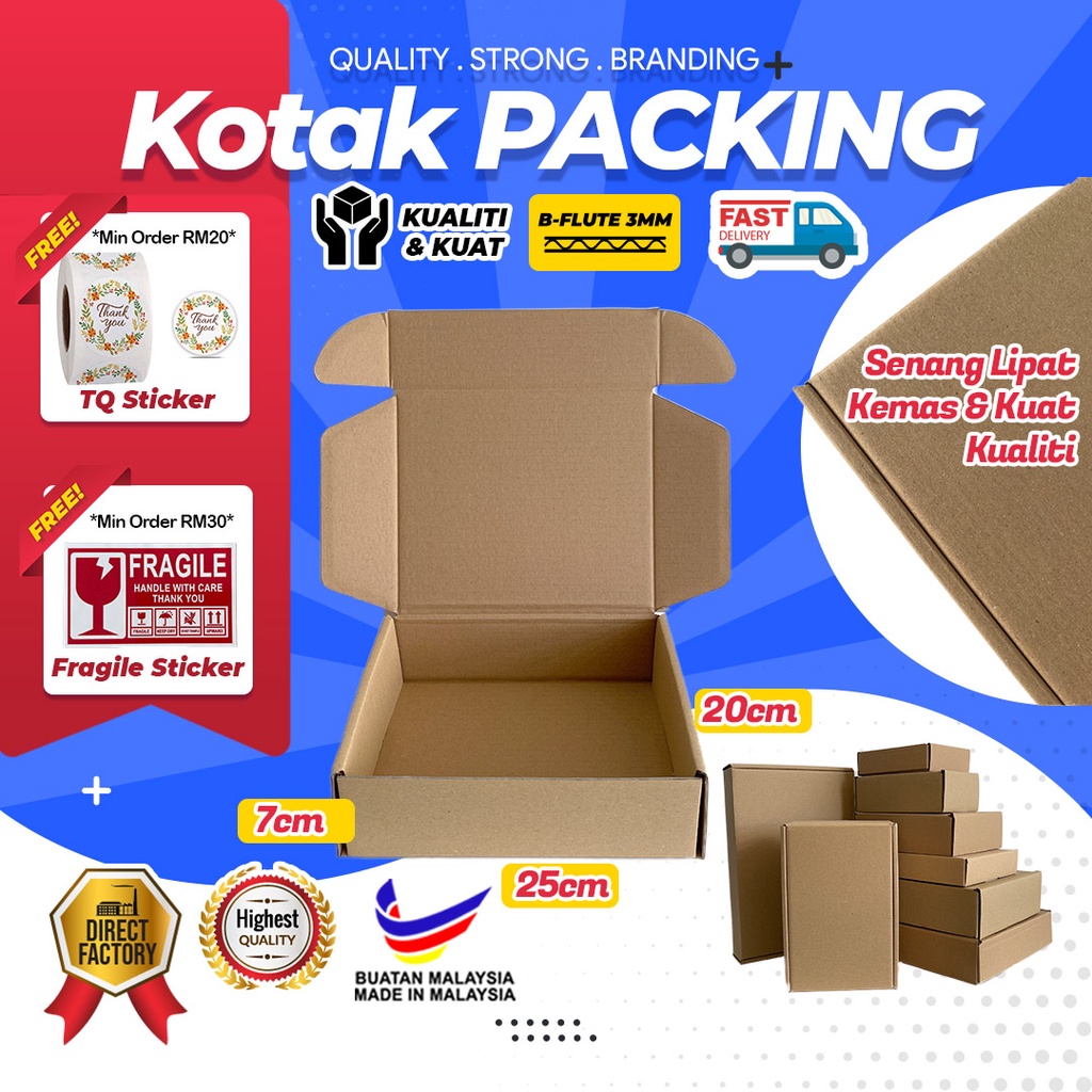 YJL Packaging Box [IMPROVED QUALITY] Packing Kotak Pizza Box 25cm x ...