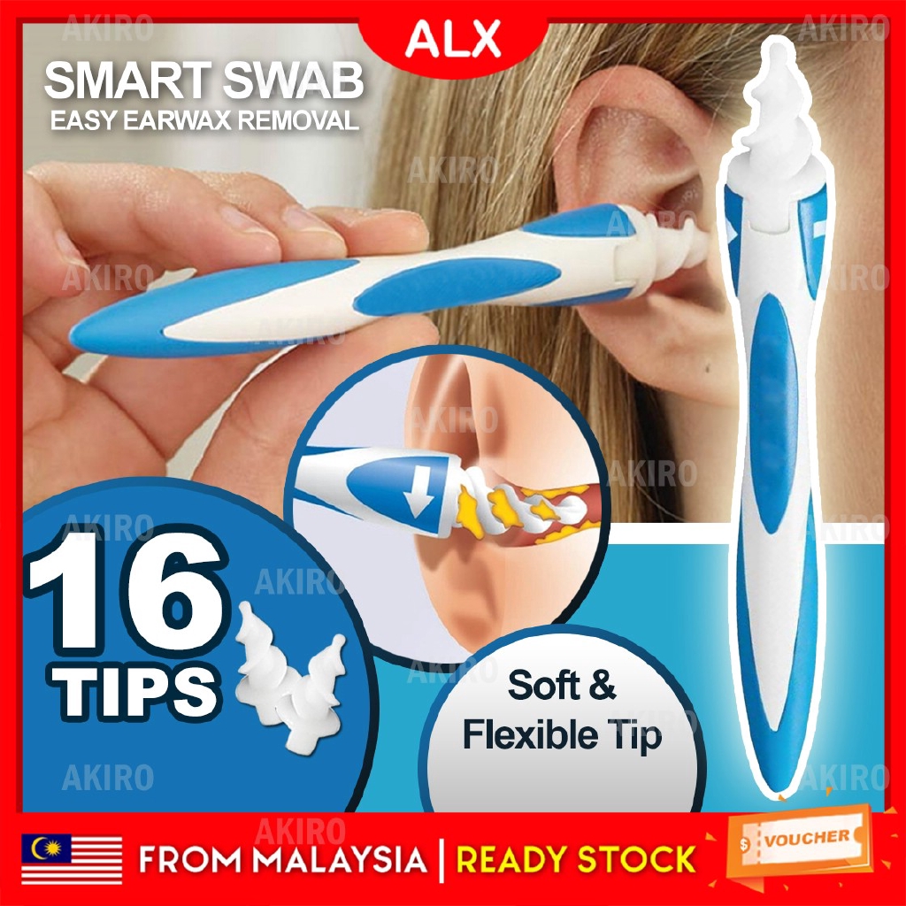ALX Smart Swab Easy Earwax Removal 16 Soft Spiral Ear Cleaner HB-SMART ...