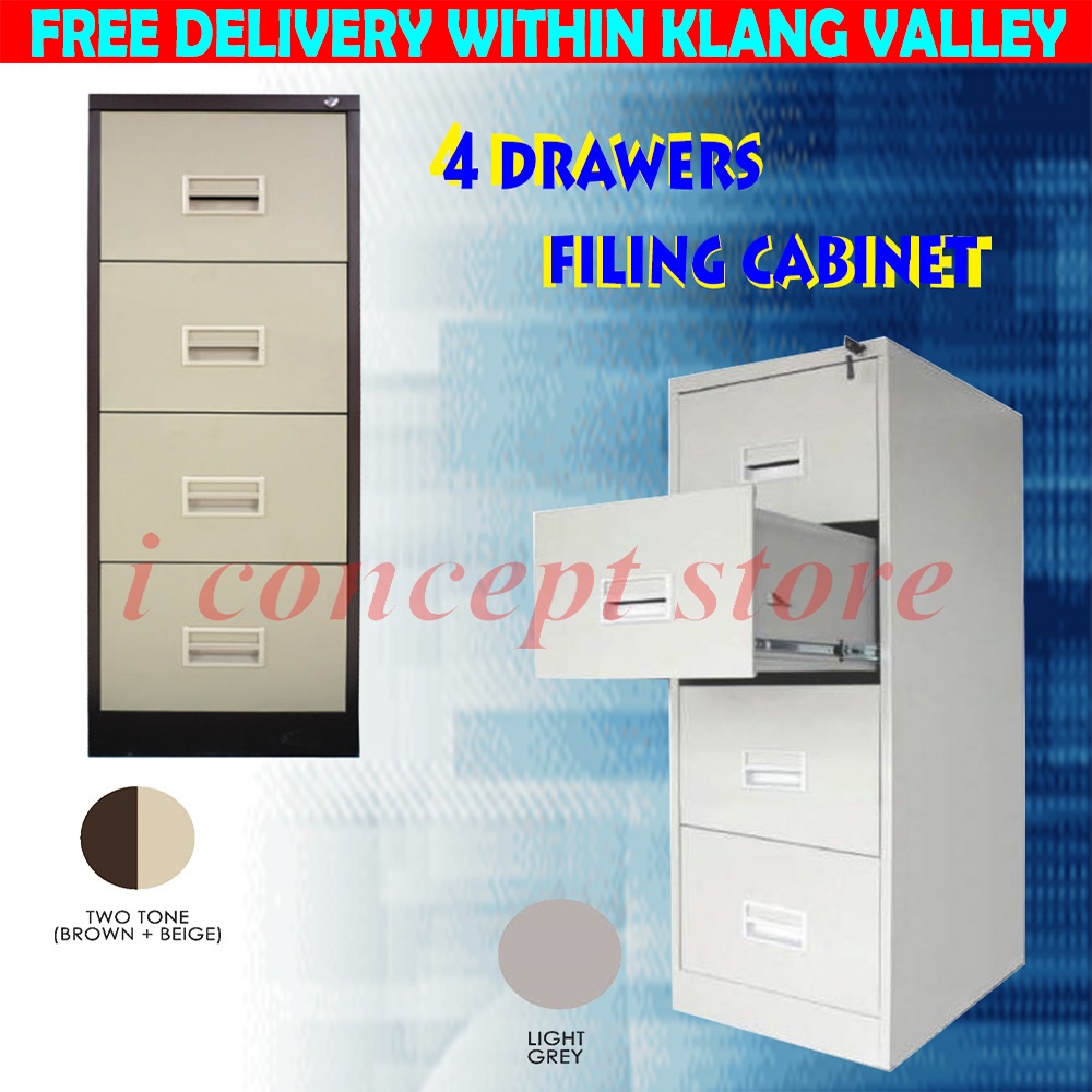 STEEL 4 DRAWERS FILING CABINET/ OFFICE CABINET/ ALMARI FILING BESI ...