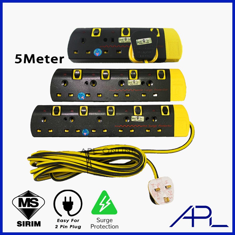5 METER 3/4/5 way Universal Portable Multi Designer 13Amp Power ...