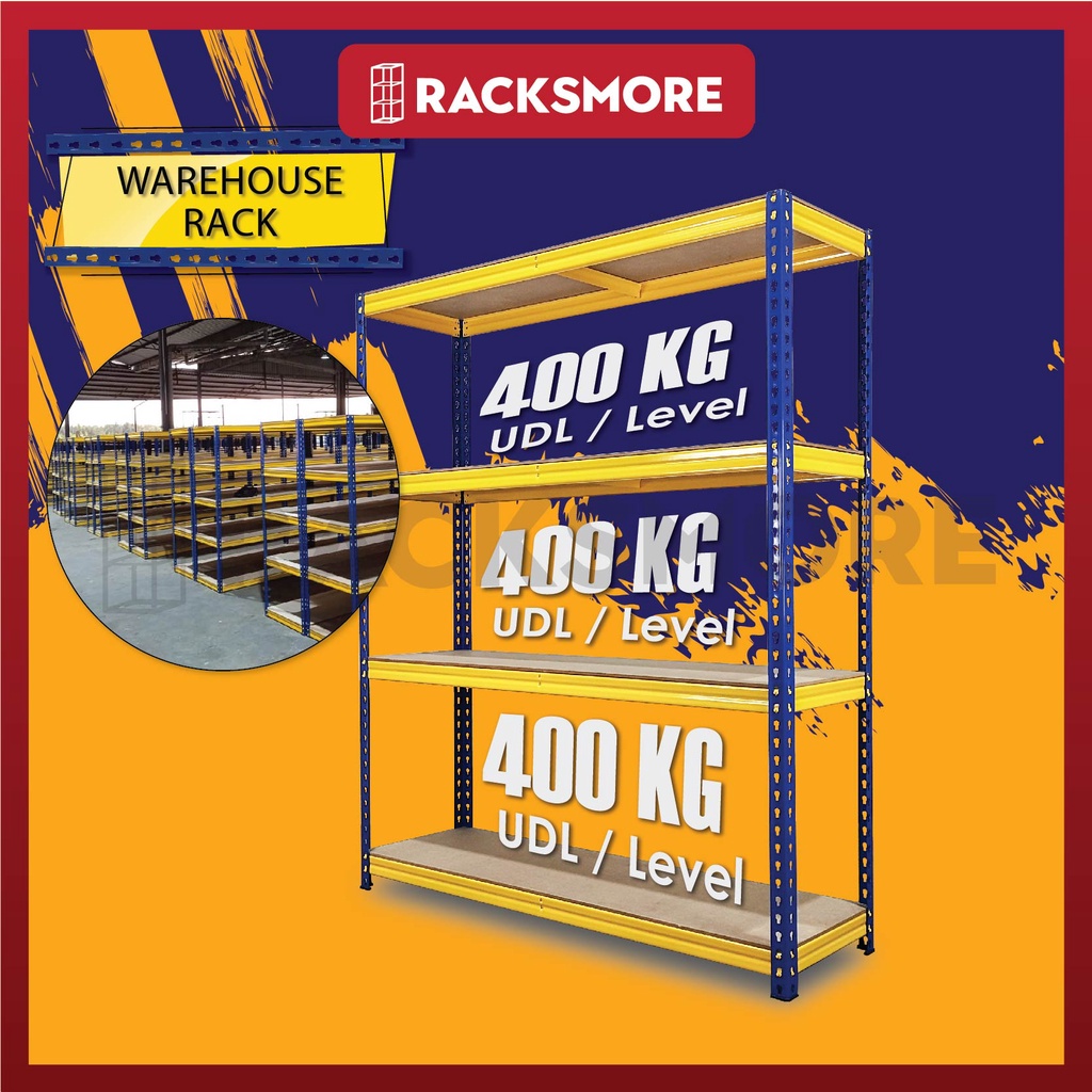 RACKSMORE Warehouse Rack Boltless Rack Shelf Rack Storage Rak Besi Rak ...