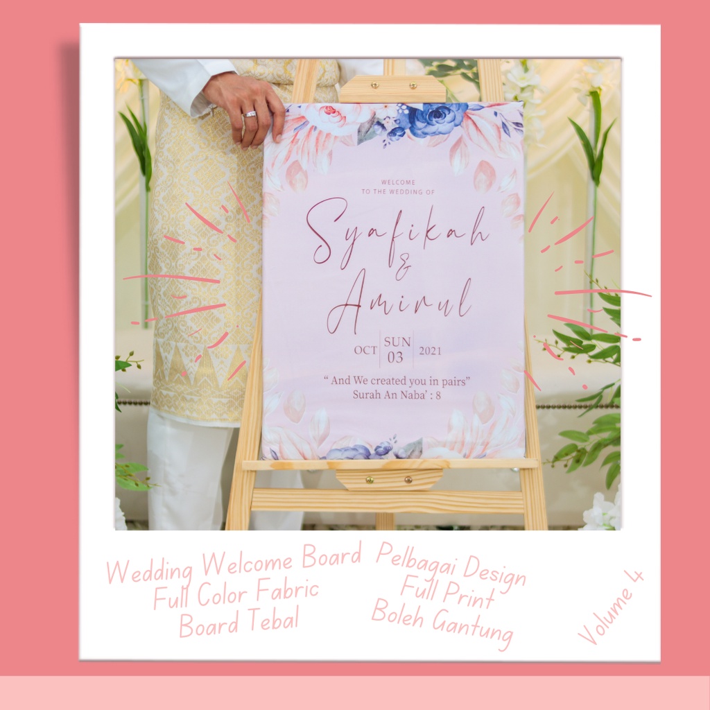 Welcome Board Wedding Kahwin Full Color, Wedding Signage, Welcome Board ...