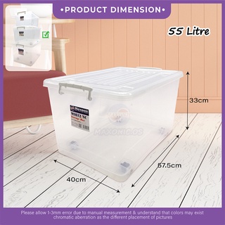 MAXONIC 75L COMBO SET 3 IN 1 MULTIPURPOSE STORAGE BOX | TRANSPARENT BOX WITH WHEELS | KOTAK ...