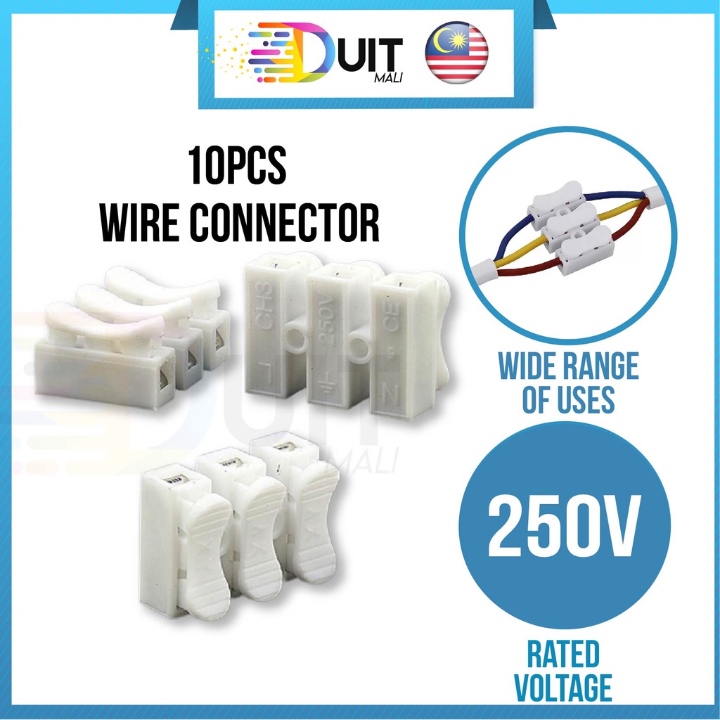 Duitmali 10pcs Penyambung Wayar Electrical Fast Extension Plug Cable ...