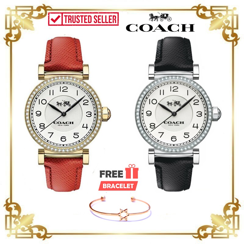 [Authentic & Free Bracelet] Coach Casual Gold Red Silver Black Ladies ...