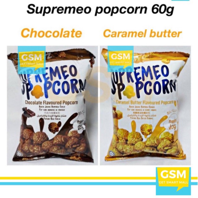 Supremeo Popcorn 60g (Chocolate / Caramel Butter Flavoured) | Shopee ...