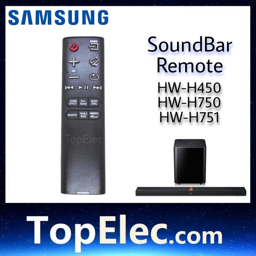 Samsung soundbar remote control HW-H750 HW-H751 HW-H450 - TOPELEC AUDIO ...
