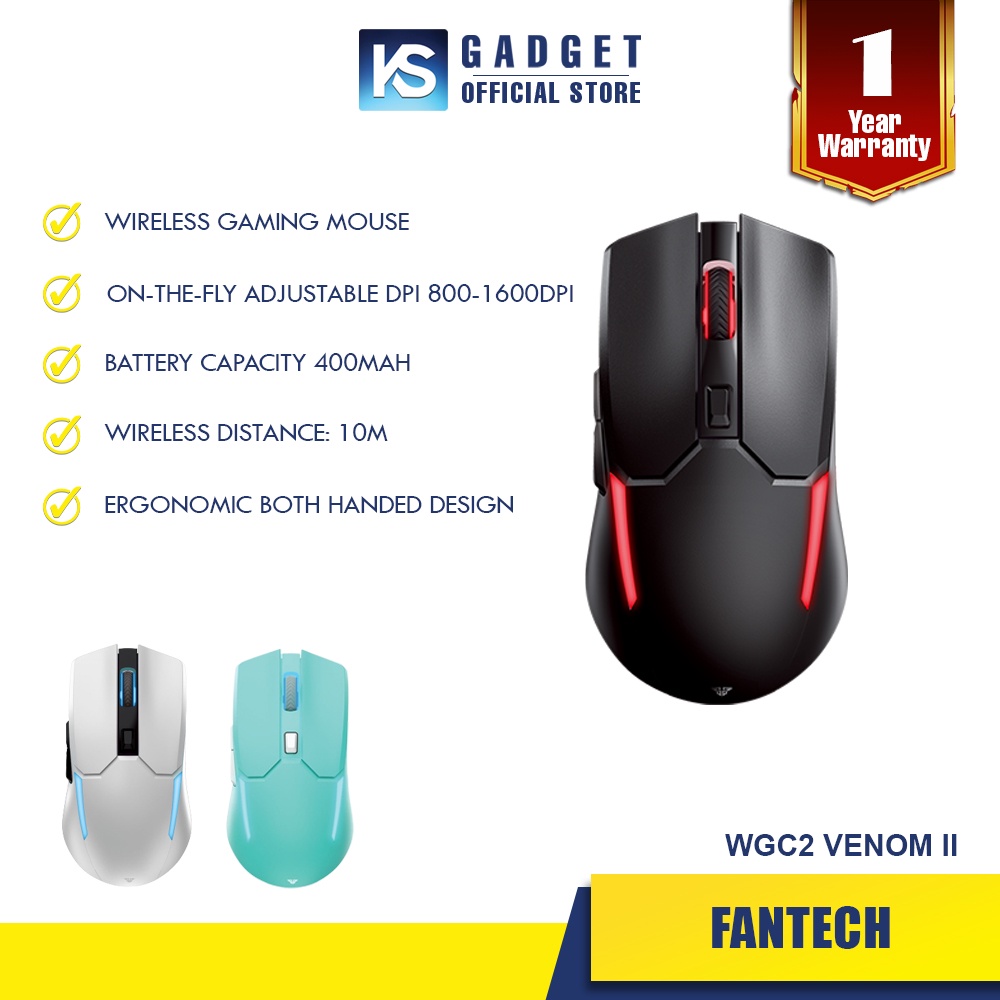 Fantech WGC2 Venom II Rechargeable Wireless Gaming Mouse Mice With ...
