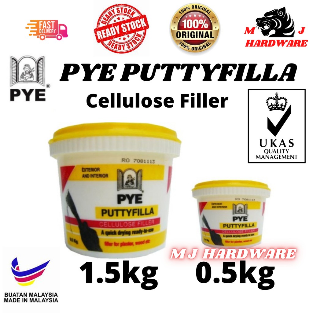 PYE PUTTYFILLA CELLULOSE FILLER / CAT PUTTYFILLER / 1.5KG & 0.5KG ...