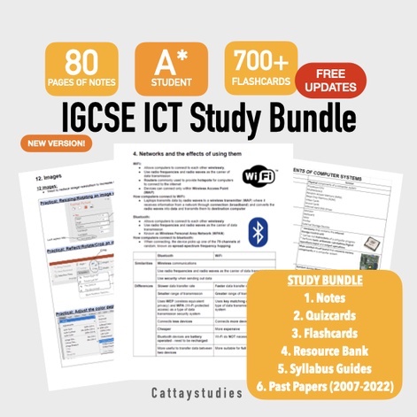 Cambridge IGCSE ICT 0417 A* Softcopy Study Bundle (Notes, Flashcards ...