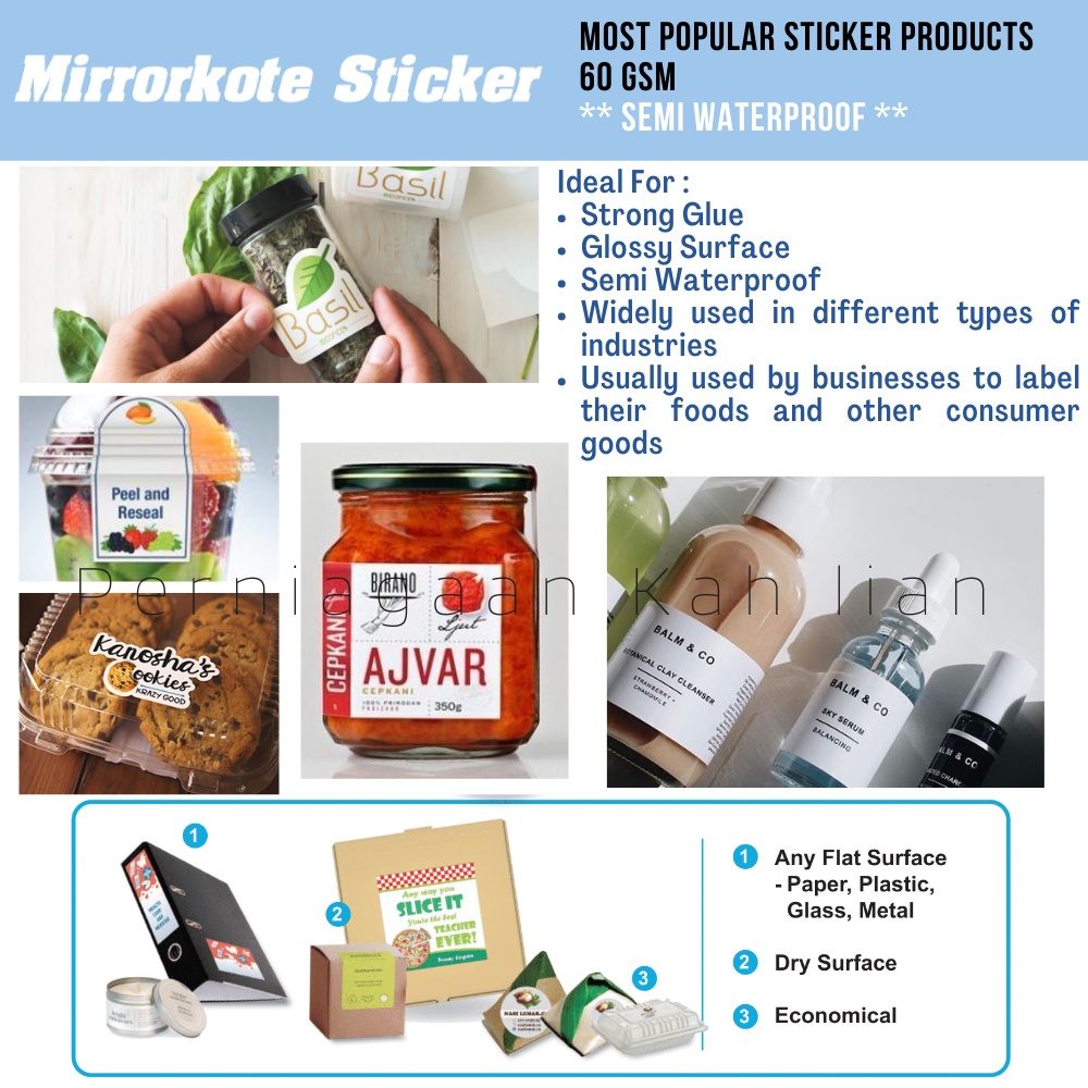 Custom Made Simili Sticker Mirrorkote Sticker Labels / Own Design Logo ...