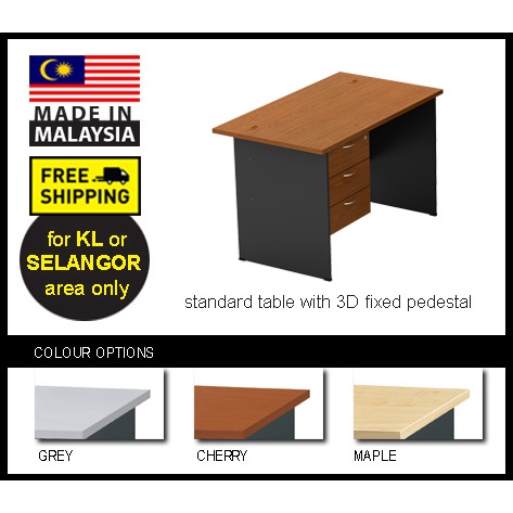 Standard Writing Desk With 3D Fixed Pedestal : Writing Table With 3 ...