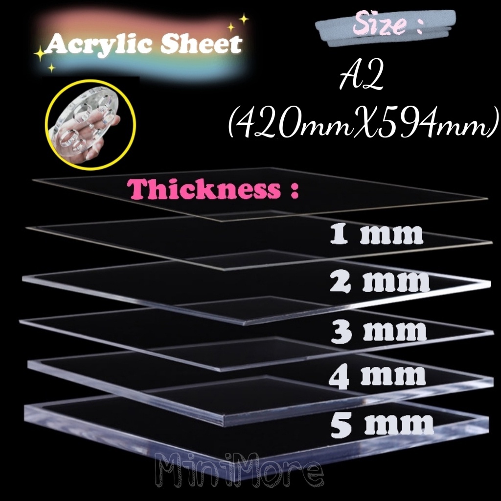 (MiniMore) A2 Acrylic Sheet / Papan Akrilik - (1mm/2mm/3mm/4mm/5mm ...