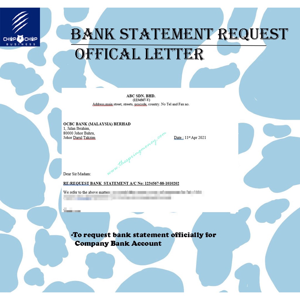 Official Letter of request bank statements | Shopee Malaysia