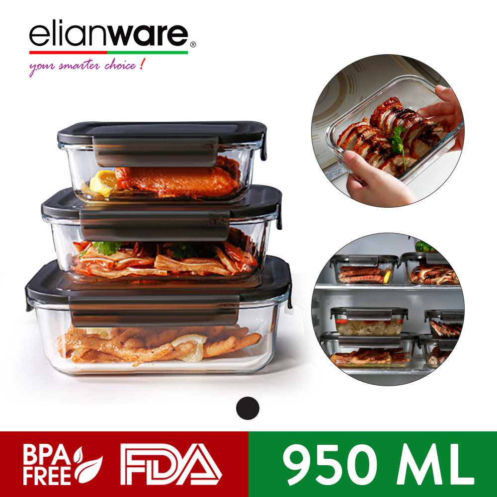 Elianware Rectangular Airtight Borosilicate Glasslock Keeper ...