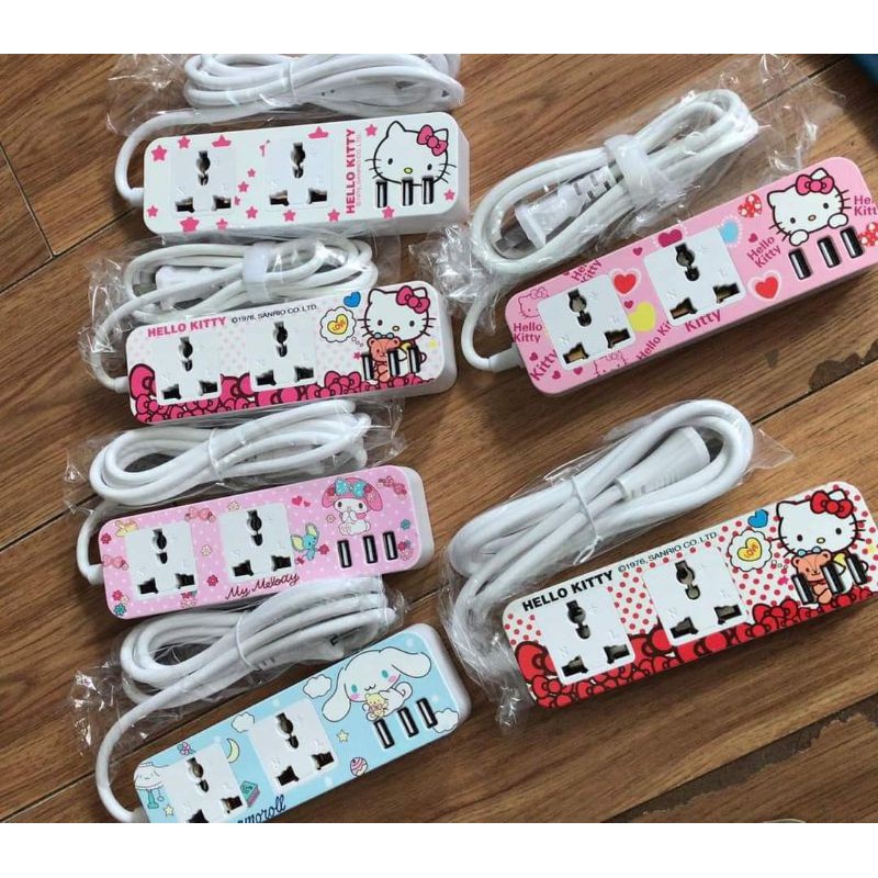 Hello Kitty Melody Cinnamoroll Extension USB Socket 3 pin plug | Shopee ...
