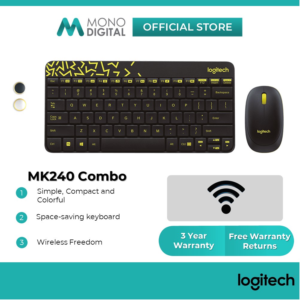 Logitech Mk240 Wireless Keyboard And Mouse Combo With Usb Nano Receiver Battery Included