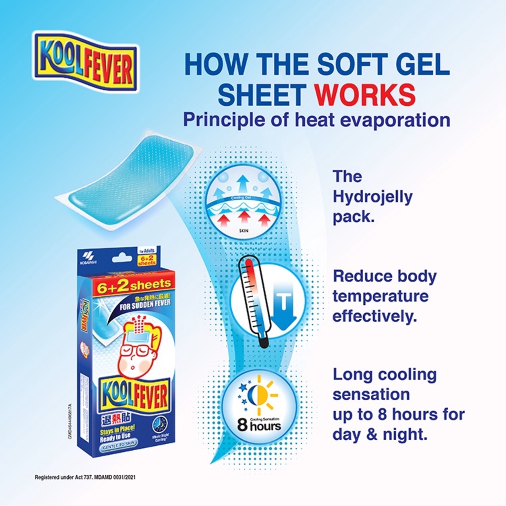 READY STOK Koolfever Cooling Sheet Cooling Pad for Adults Fever Cool ...