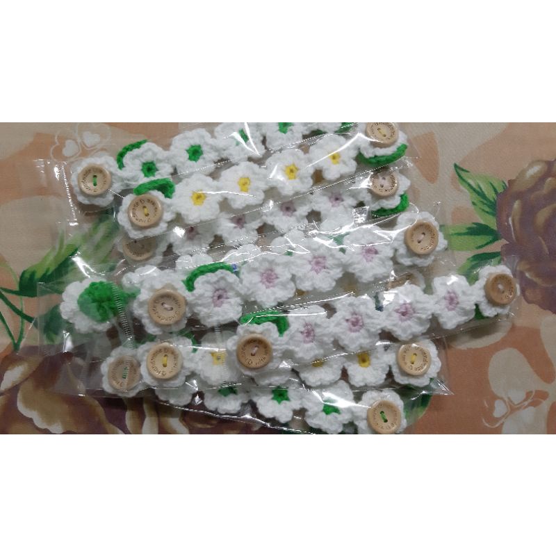 Topeng muka kait/Crochet face mask adapter/Extender (Bunga putih ...