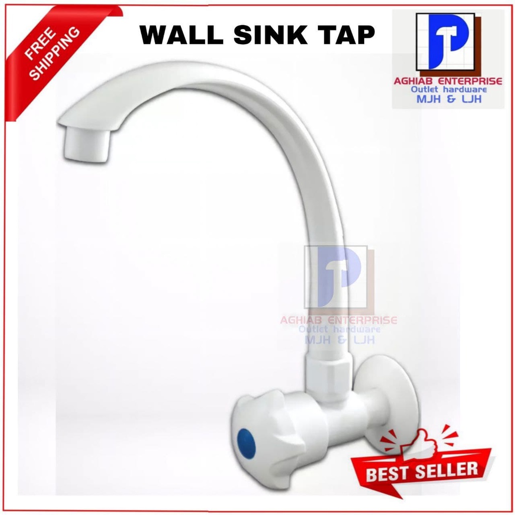 Wall Sink Tap Swam Tap PVC Water Tap White Colour Kepala Paip Air Sinki ...