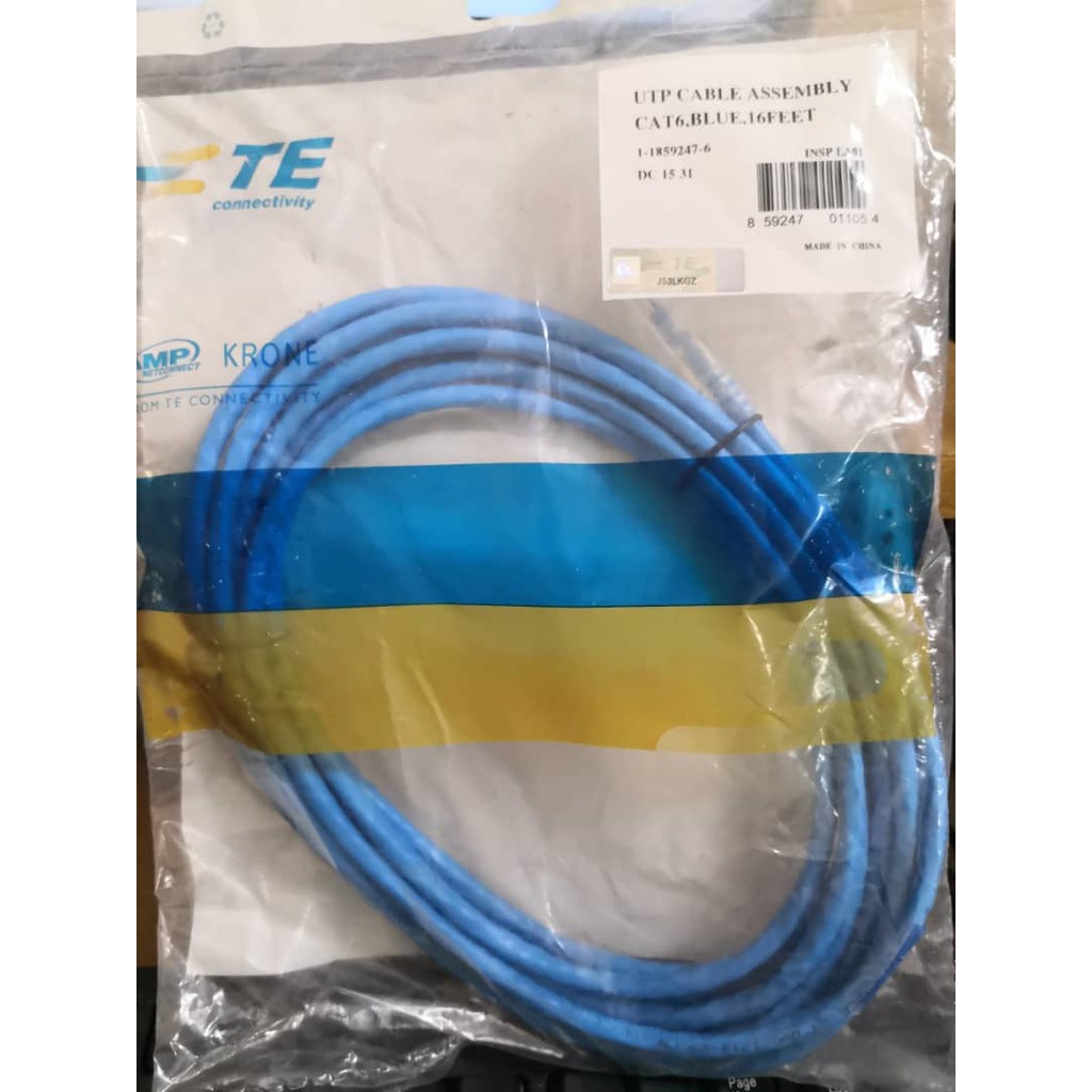 AMP Commscope TE Connectivity CAT 6 Cable (3 Feet / 5 Feet / 16 Feet ...