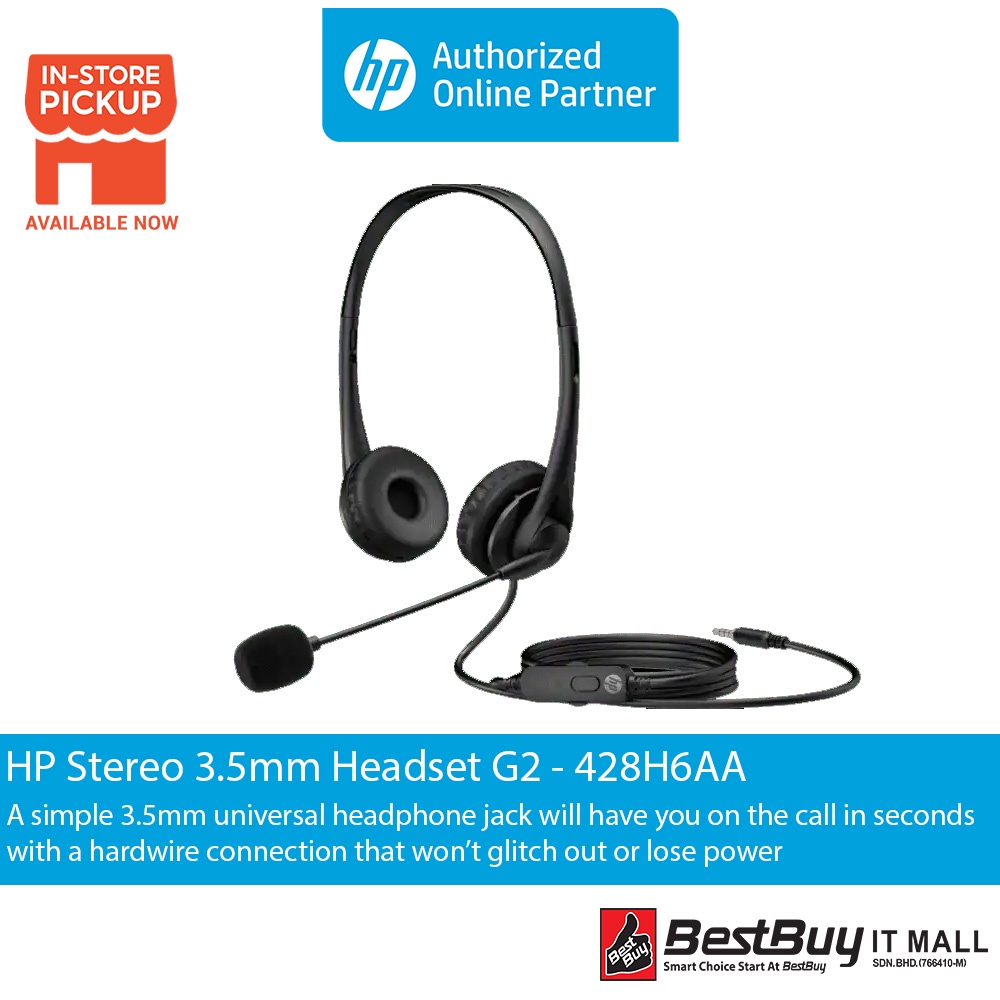 HP Stereo 3.5mm Headset G2 (428H6AA) | Shopee Malaysia