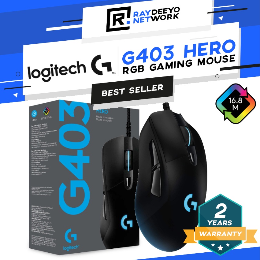 Logitech G403 HERO RGB Gaming Mouse [HERO 25K Sensor/100–25,600 DPI/6 ...