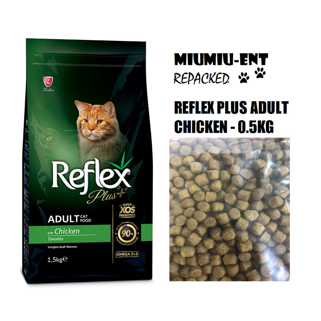 REPACKED REFLEX PLUS ADULT CAT - CHICKEN 500 GM / REPAK MAKANAN KUCING ...