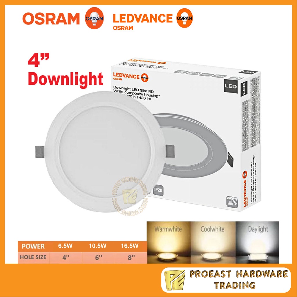 4" 6.5W OSRAM LEDVANCE LED VALUE DOWNLIGHT Daylight/Cool White/Warm ...