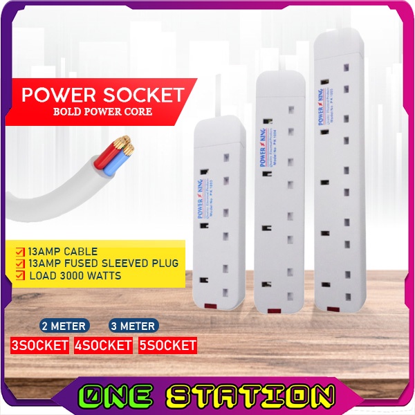 3/4/5 Power Extension Socket Multiple Plug Power Strip Adapter Extender ...