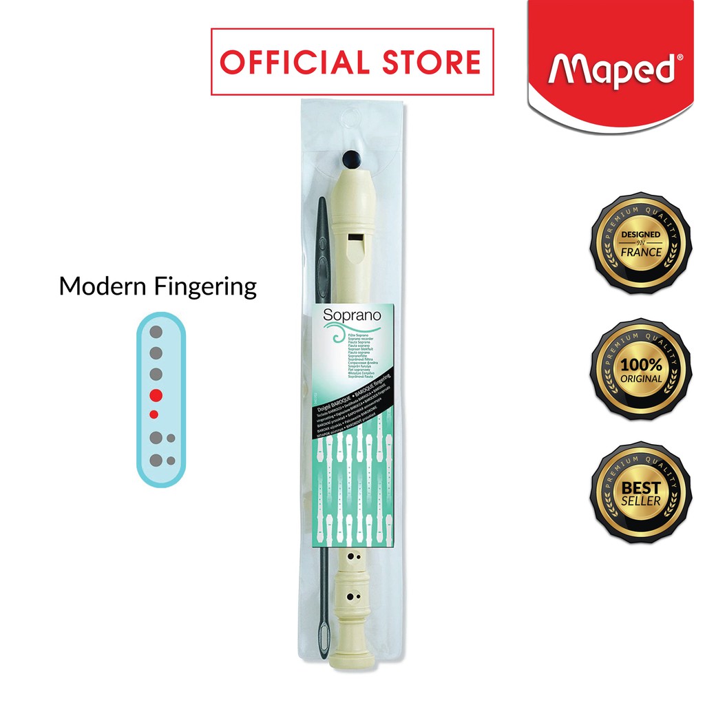 Maped Plastic Flute 8Hole Musical Soprano Recorder with Cleaning Stick ...