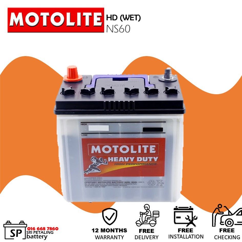 [ NS60 | NS60S | NS60L | NS60R | B24R | B24L ] Motolite Heavy Duty WET | Car battery Bateri ...