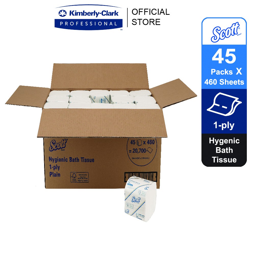 Scott Control Hygienic Bath Toilet Tissue 1 Ply 06392 - White (45 Packs ...