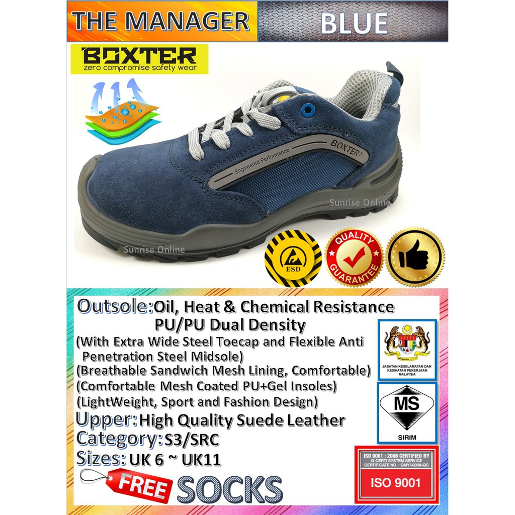 [ORIGINAL] BOXTER SAFETY SHOES LOW CUT BLUE COLOUR SAFETY BOOT SAFETY ...