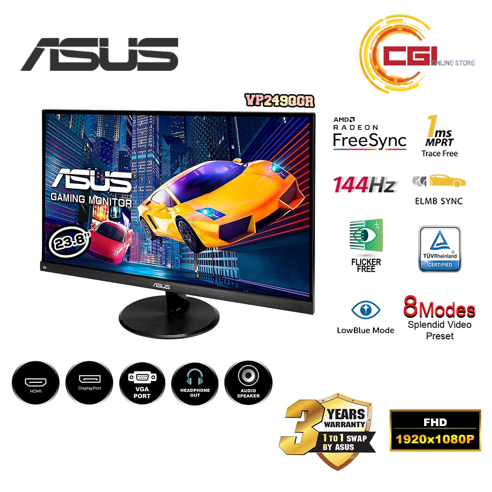 Asus Gaming Monitor 23.8 VP249QGR FHD IPS 1ms 144Hz ELMB Adaptive Sync ...