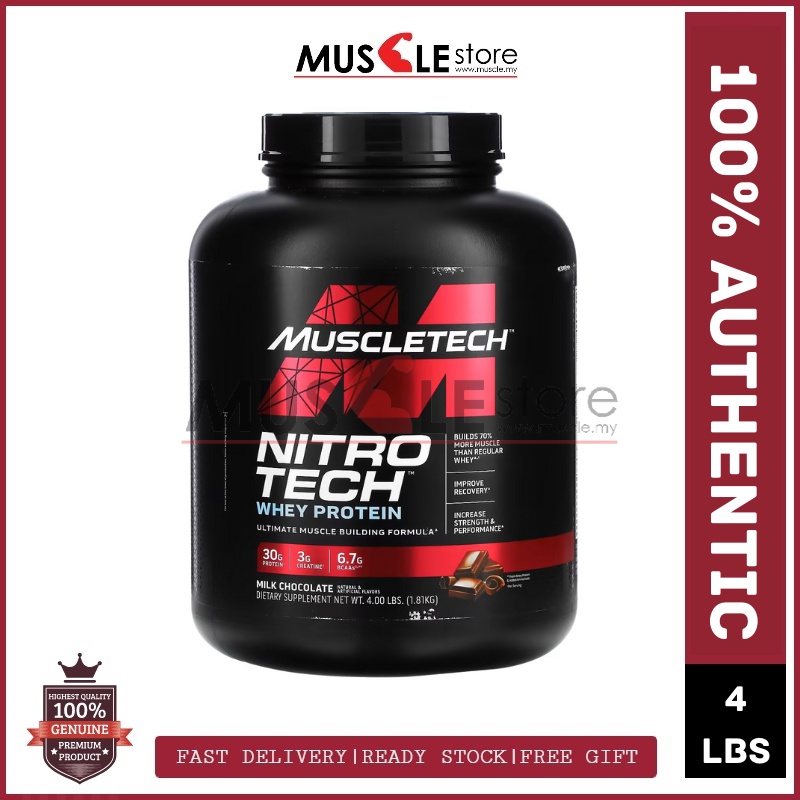 MuscleTech Nitro Tech 4lbs - Nitrotech Whey Protein Isolate, Fast ...