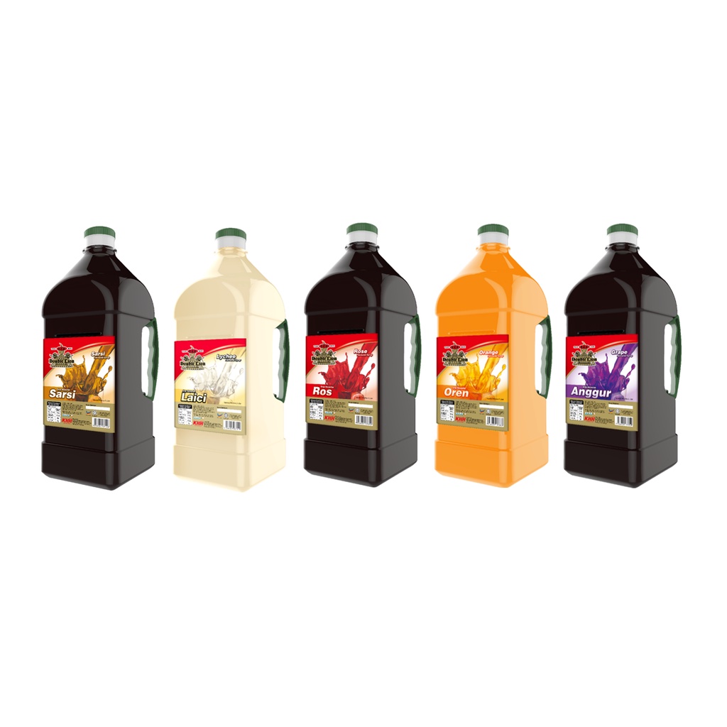 DOUBLE LION Flavoured Syrup Sarsaparilla/ Laici/ Ros/ Oren/ Anggur 2L ...