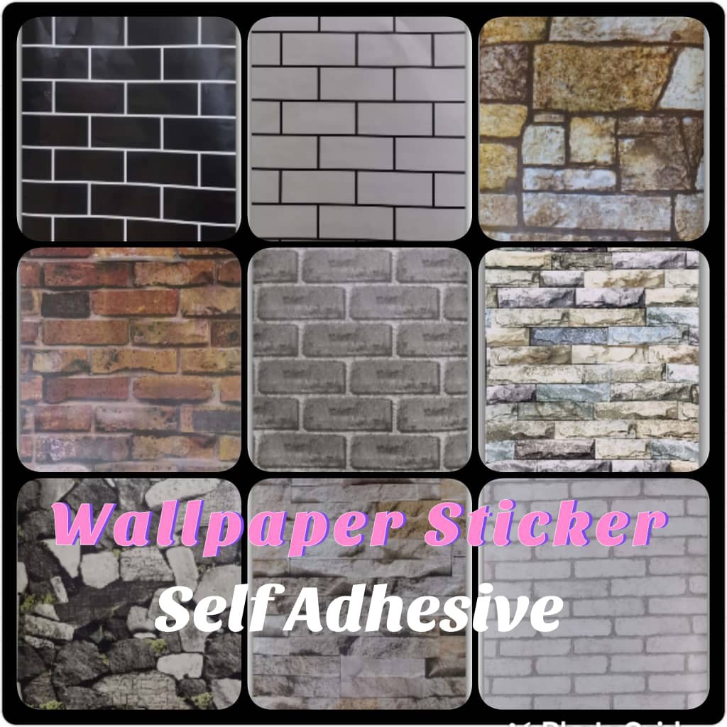 kertas dinding Hot Item 2 Corak Batu BTL Wallpaper Sticker 2D PVC ...