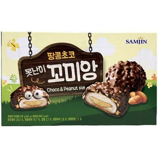 Samjin Comic Choco & Peanut pie 216g / mochi pie pai Keik Chocolate Kcg ...
