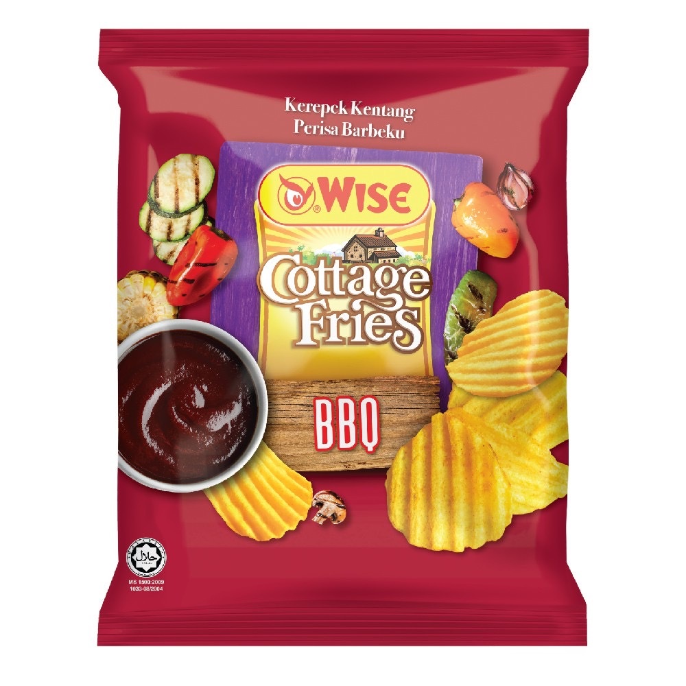 Wise Cottage Fries BBQ Flavour Potato Chips Snack Jajan 65G | Shopee ...