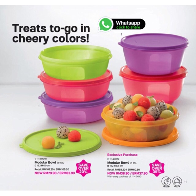 TUPPERWARE Modular Bowl 1.0L/1.5L/4.0L | Shopee Malaysia