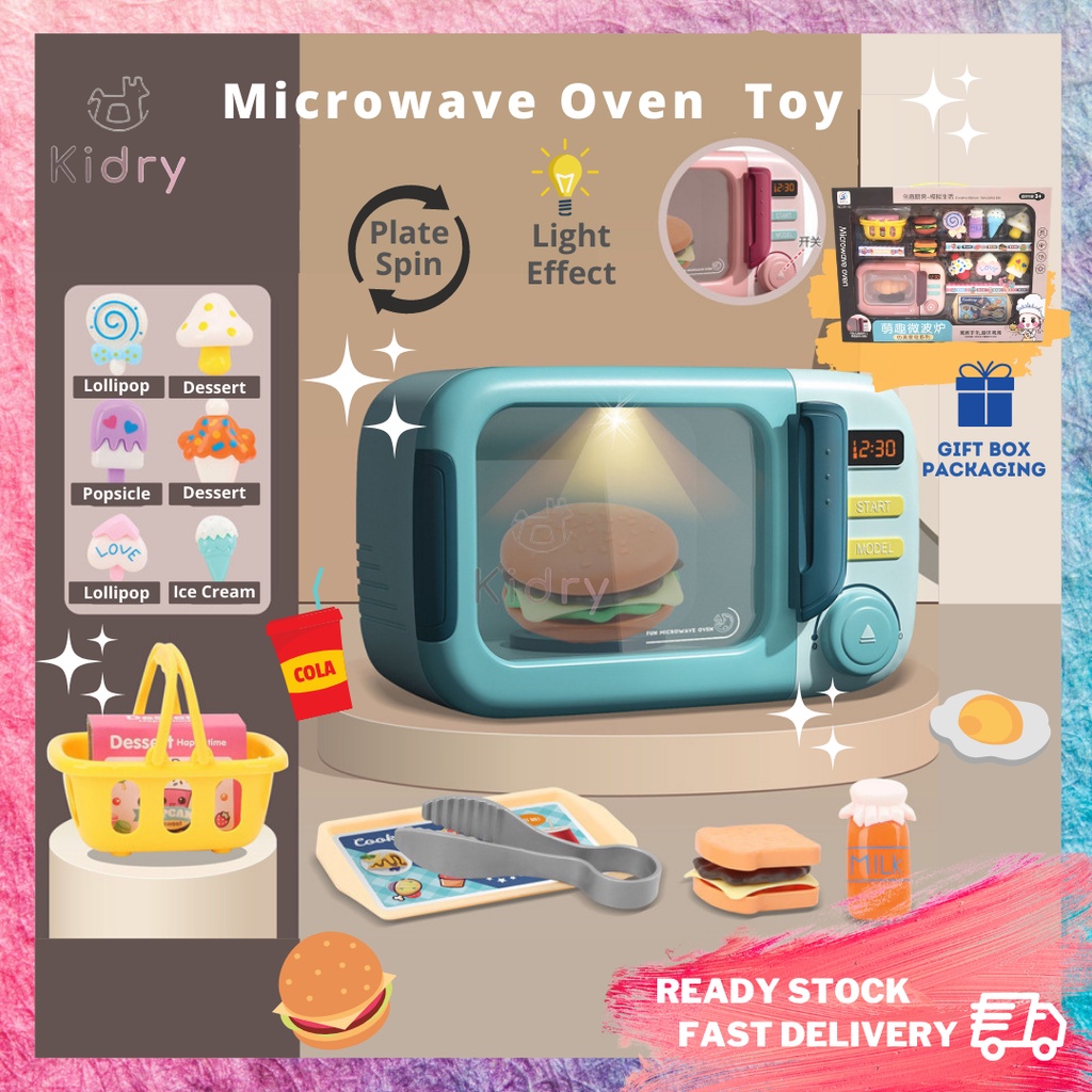 Microwave Oven Toy Children Pretend Play Cooking Kitchen Simulated ...