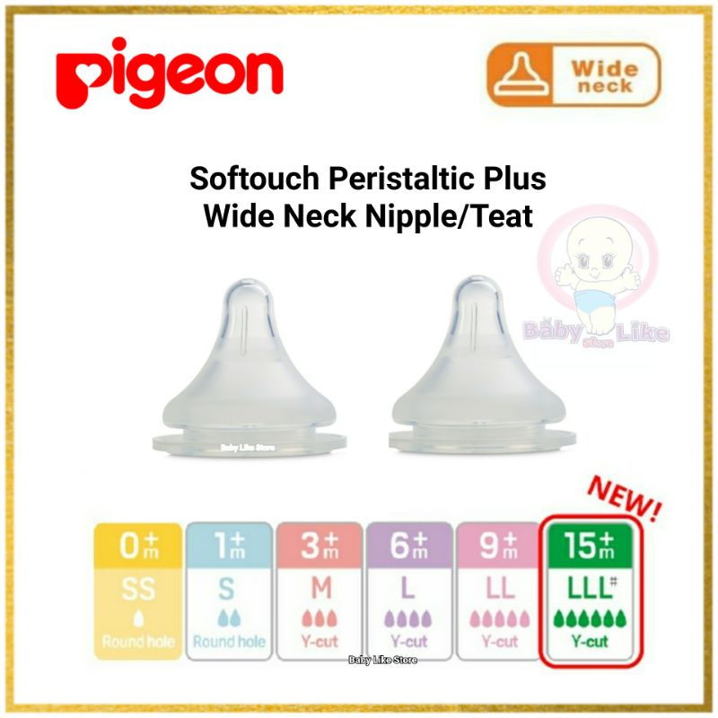 Pigeon Softouch Peristaltic Plus Wide Neck Nipple ( SS / S / M / L / LL / LLL ) | Shopee Malaysia