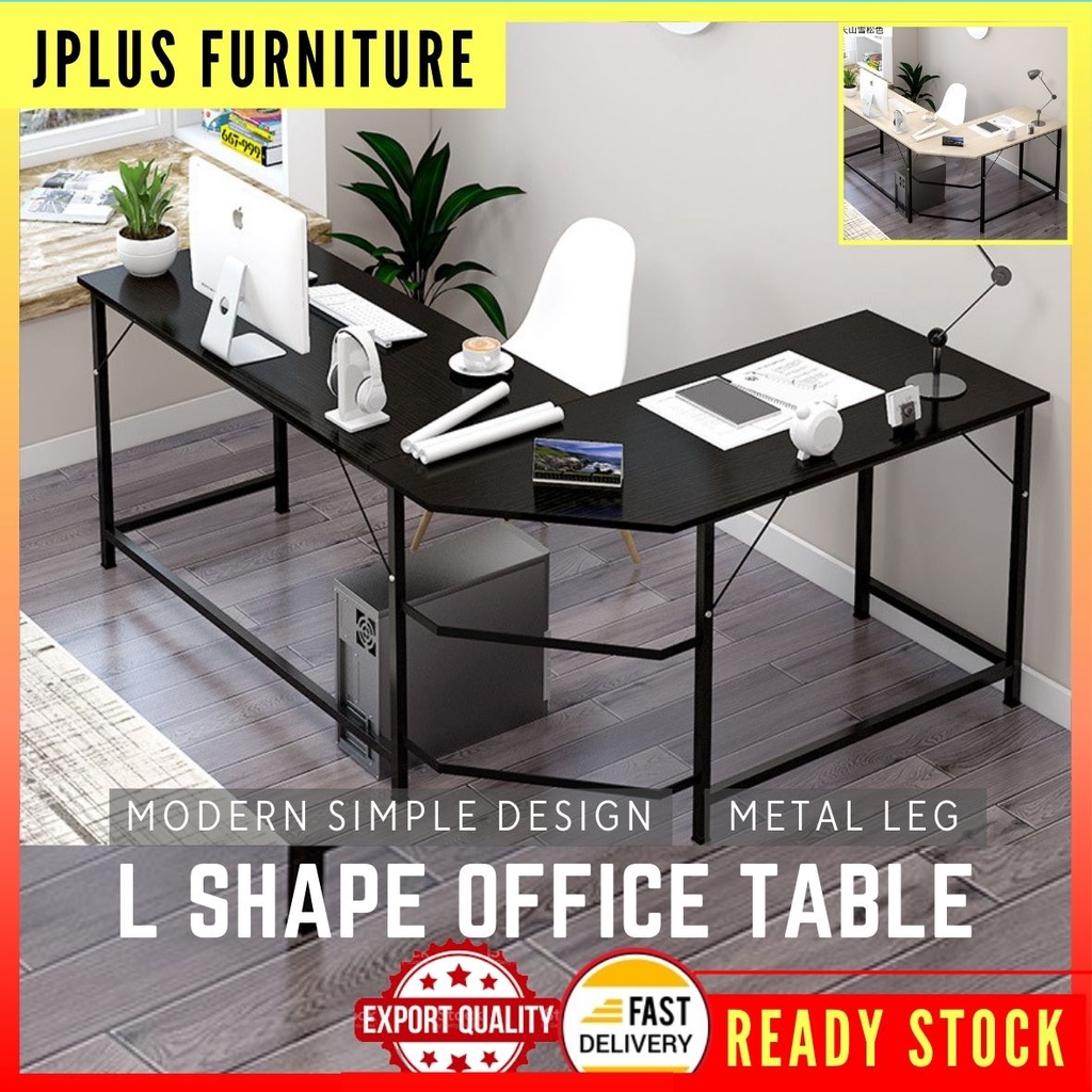 Jplus L Shape Office Table Study Table Computer Desk Metal Meja Pejabat ...